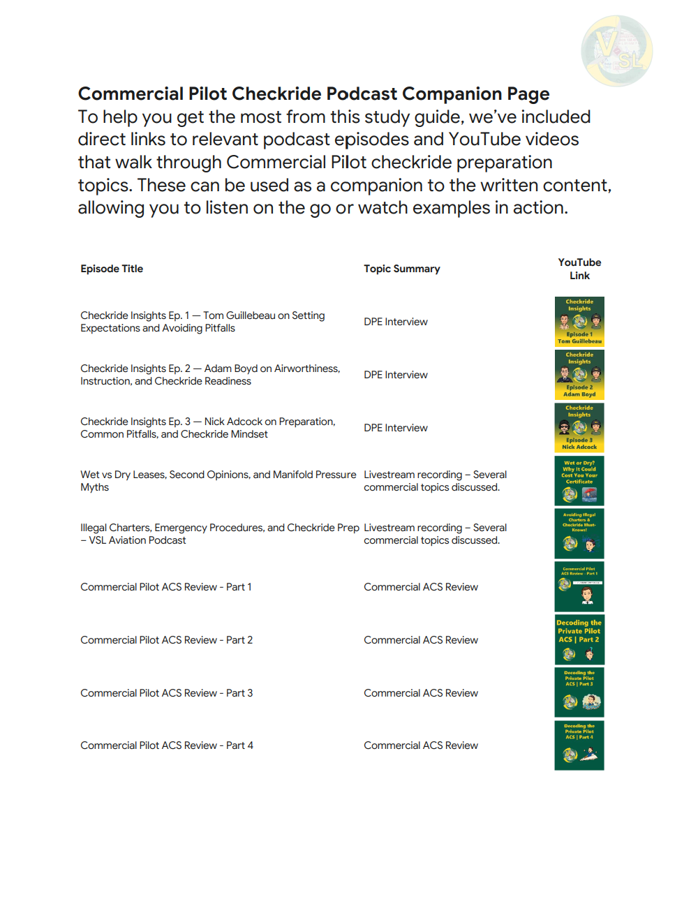 Commercial Pilot Checkride Preparation Checklist – VSL Aviation